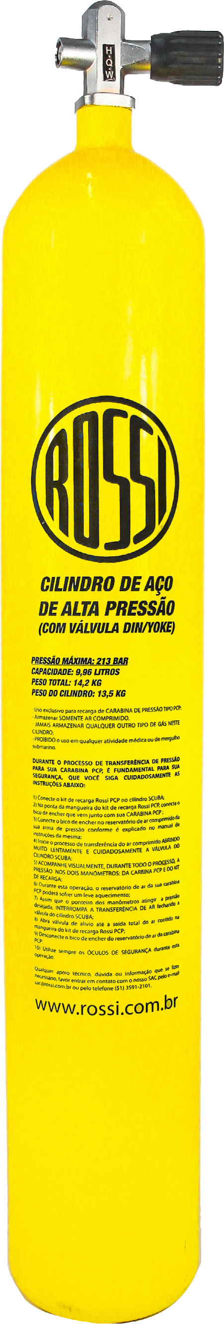 CILINDRO SCUBA DE AÇO 10L ALTA PRESSÃO (213 BAR)