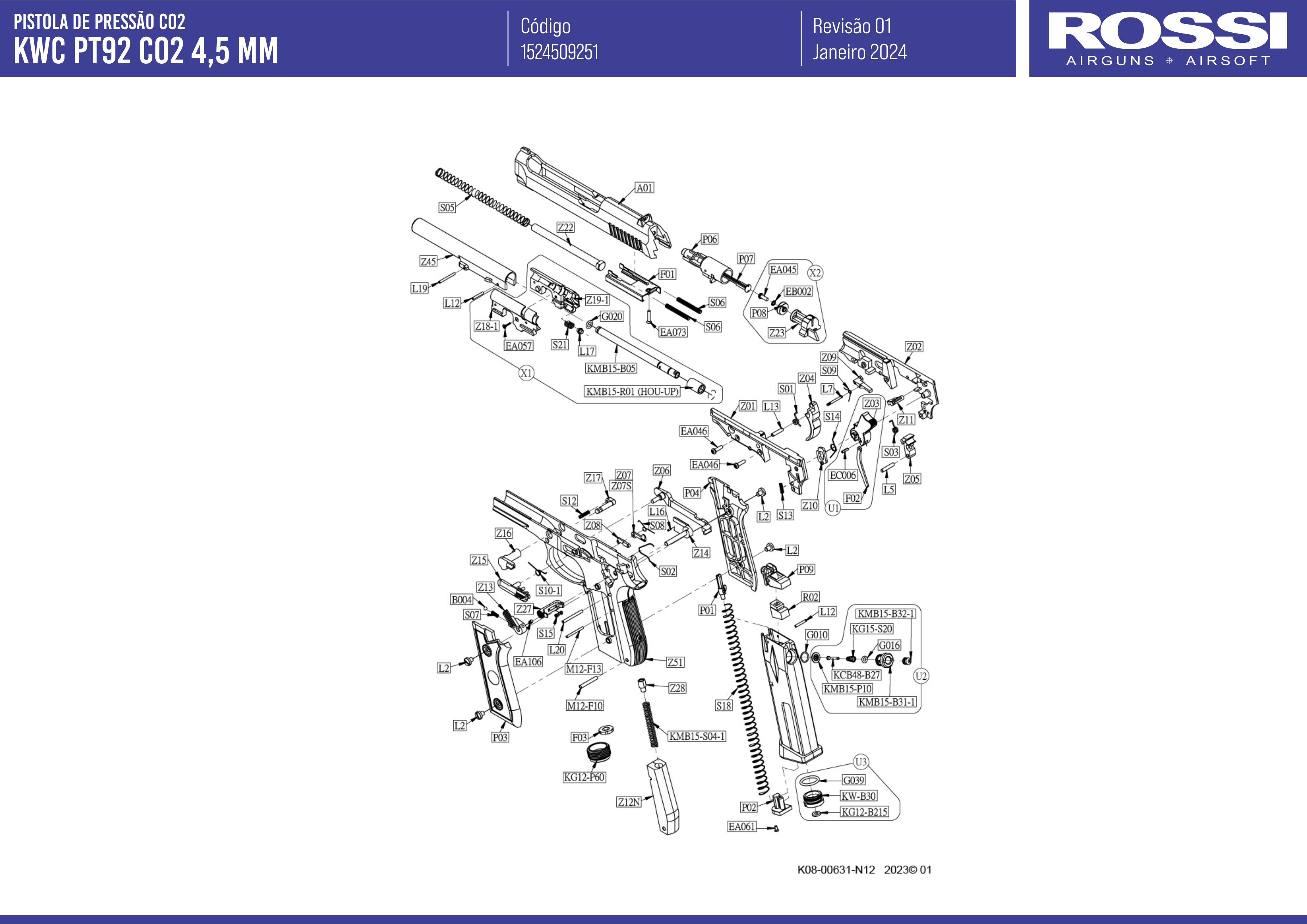 KWC PT92 METAL CO2 BLOWBACK 4,5MM